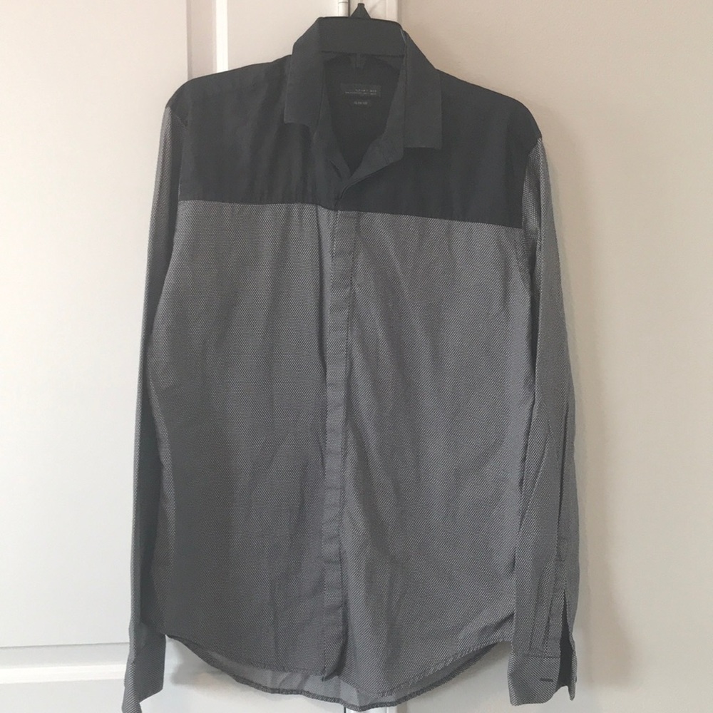Zara Man Black Tag Slim Fit Long Sleeve Shirt - Gem